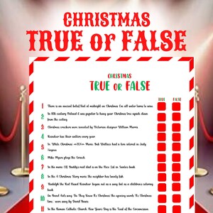 Christmas True or False Game: Party Trivia (with Answer Key) - Etsy