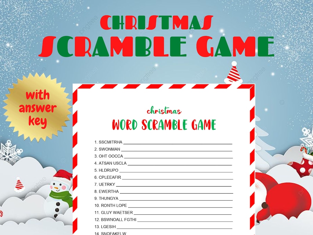 Christmas WORD SCRAMBLE GAME, Christmas Party Game (with Answer Key) - Etsy