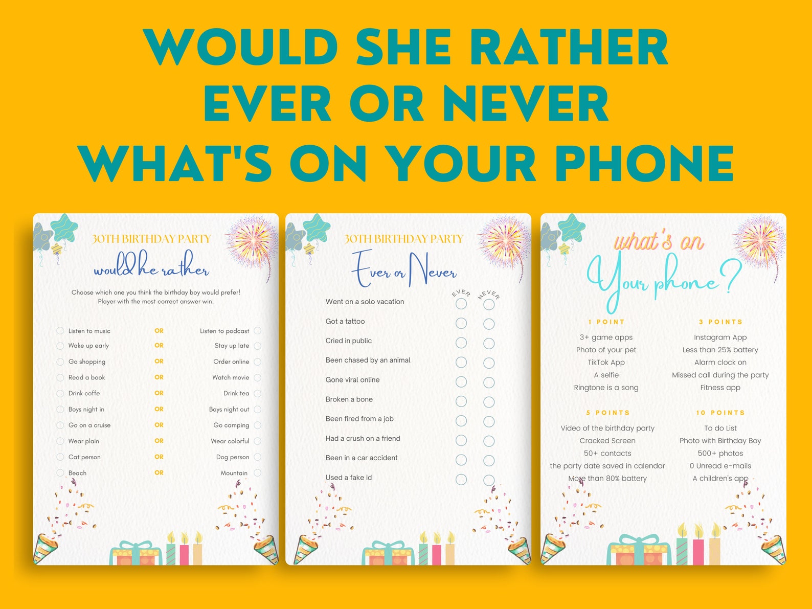 EDITABLE 30th Birthday Party Games MEGA BUNDLE for Him 18 Fun - Etsy