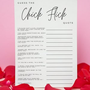 Chick Flick Game Rom Com Guessing Game Modern Bridal Shower Game ...