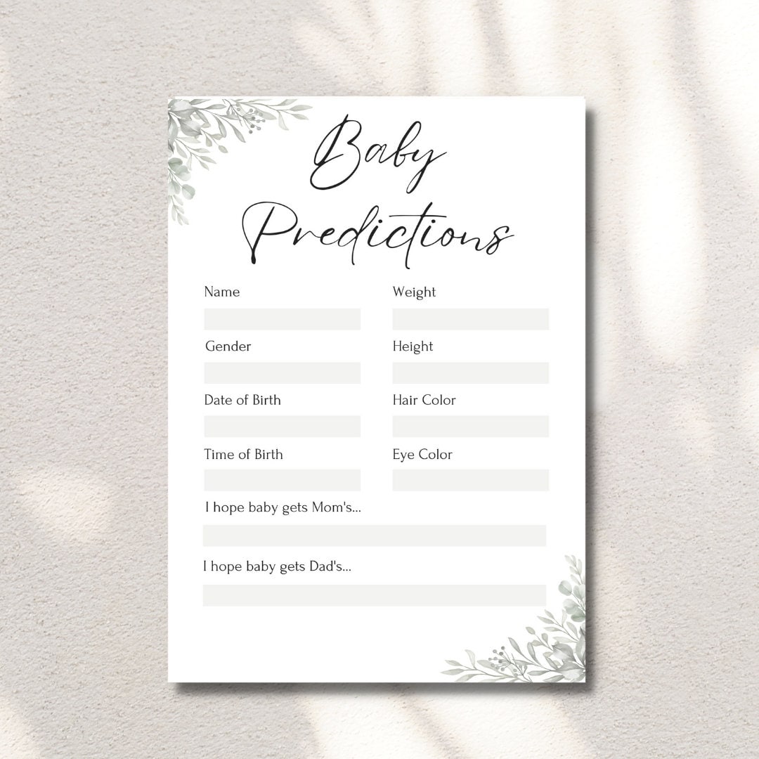 Baby Prediction Cards Baby Predictions Baby Guesses Card Guess the Baby ...