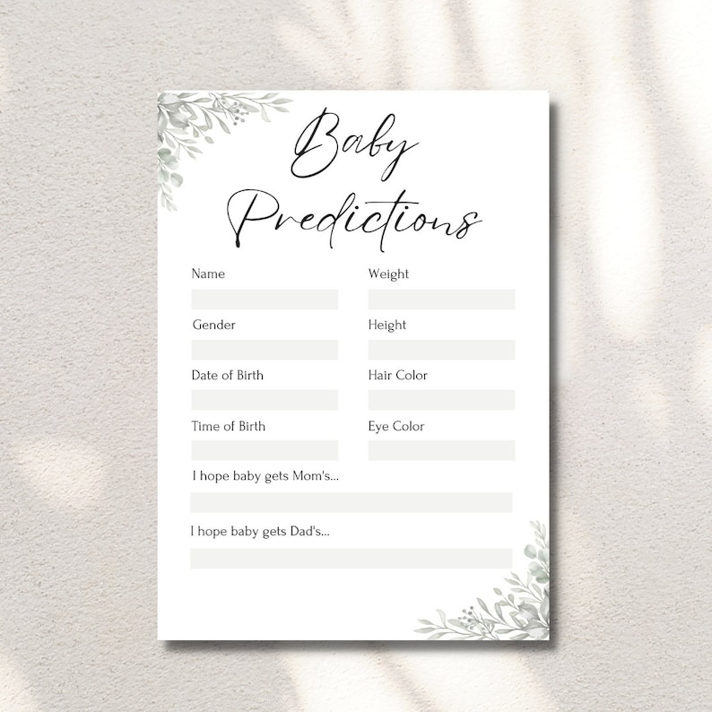 Baby Prediction Cards Baby Predictions Baby Guesses Card Guess the Baby ...