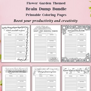 Flower Garden Themed Brain Dump Worksheets - Coloring Page and Habit ...