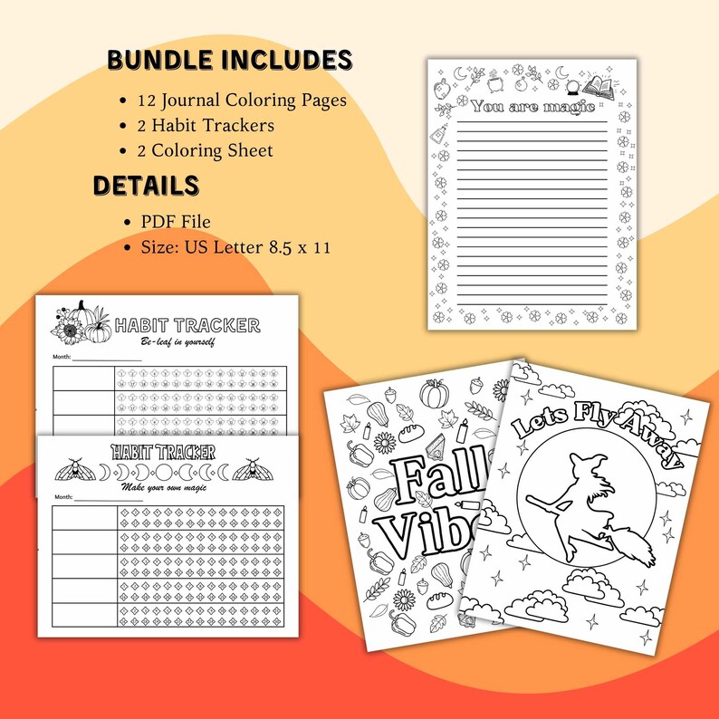 Autumn Coloring Journal Pages - Habit Tracker and Coloring Page ...