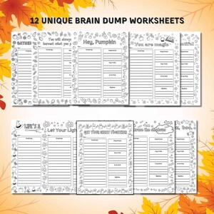 Autumn Brain Dump Worksheets - Coloring Journal Pages - Habit Tracker ...