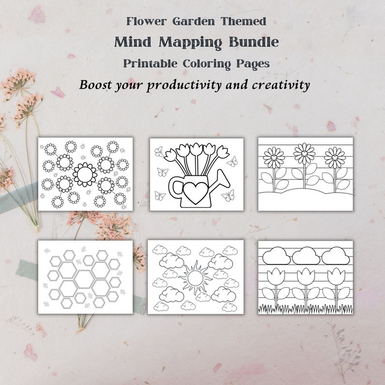 Flower Garden-themed Creative Mind Mapping Templates - Coloring Page ...