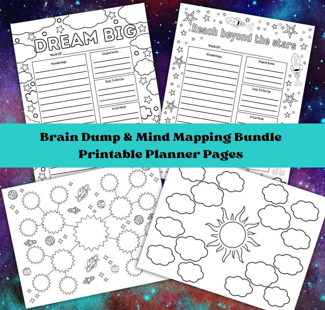 Space and Sky Themed Brain Dump & Mind Mapping Bundle - Journal ...