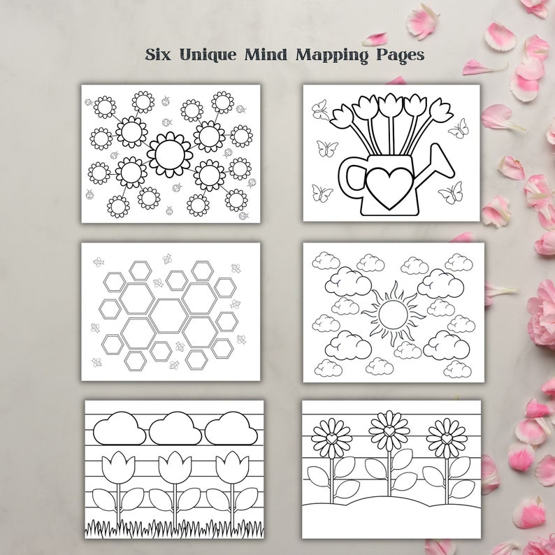 Flower Garden Themed Brain Dump & Mind Mapping Bundle - Coloring Page ...