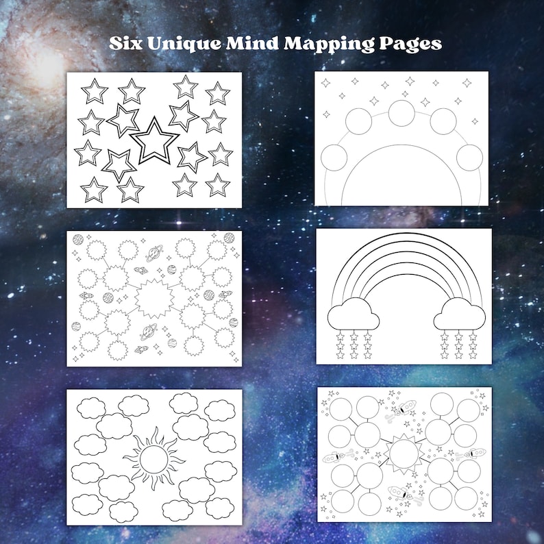 Space and Sky-themed Creative Mind Mapping Templates - Coloring Page ...