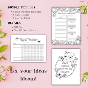 Flower Garden Themed Brain Dump Worksheets - Coloring Page and Habit ...