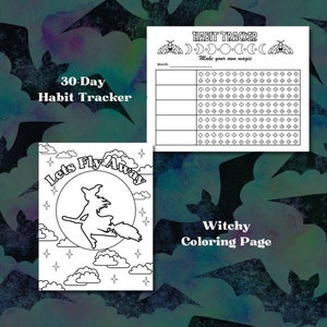 Halloween Themed Brain Dump Worksheets - Journal Coloring Pages - Habit ...