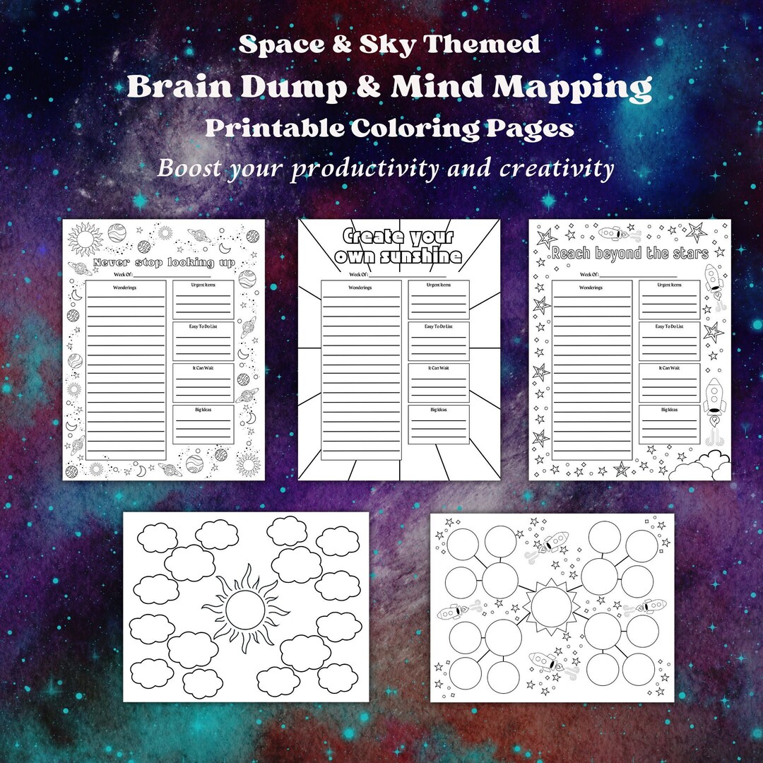 Space and Sky Themed Brain Dump & Mind Mapping Bundle - Etsy