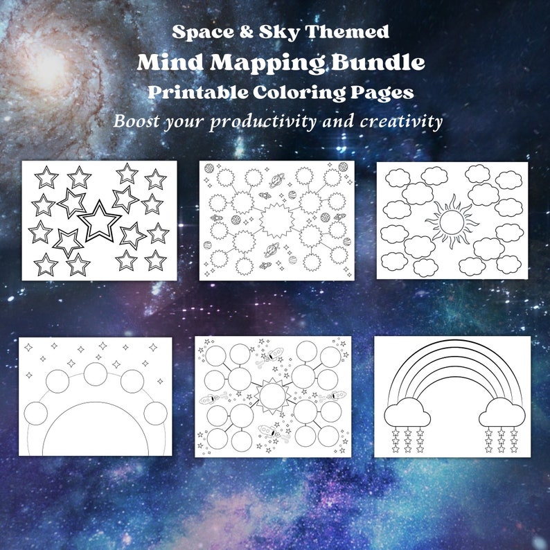 Space and Sky-themed Creative Mind Mapping Templates - Coloring Page ...