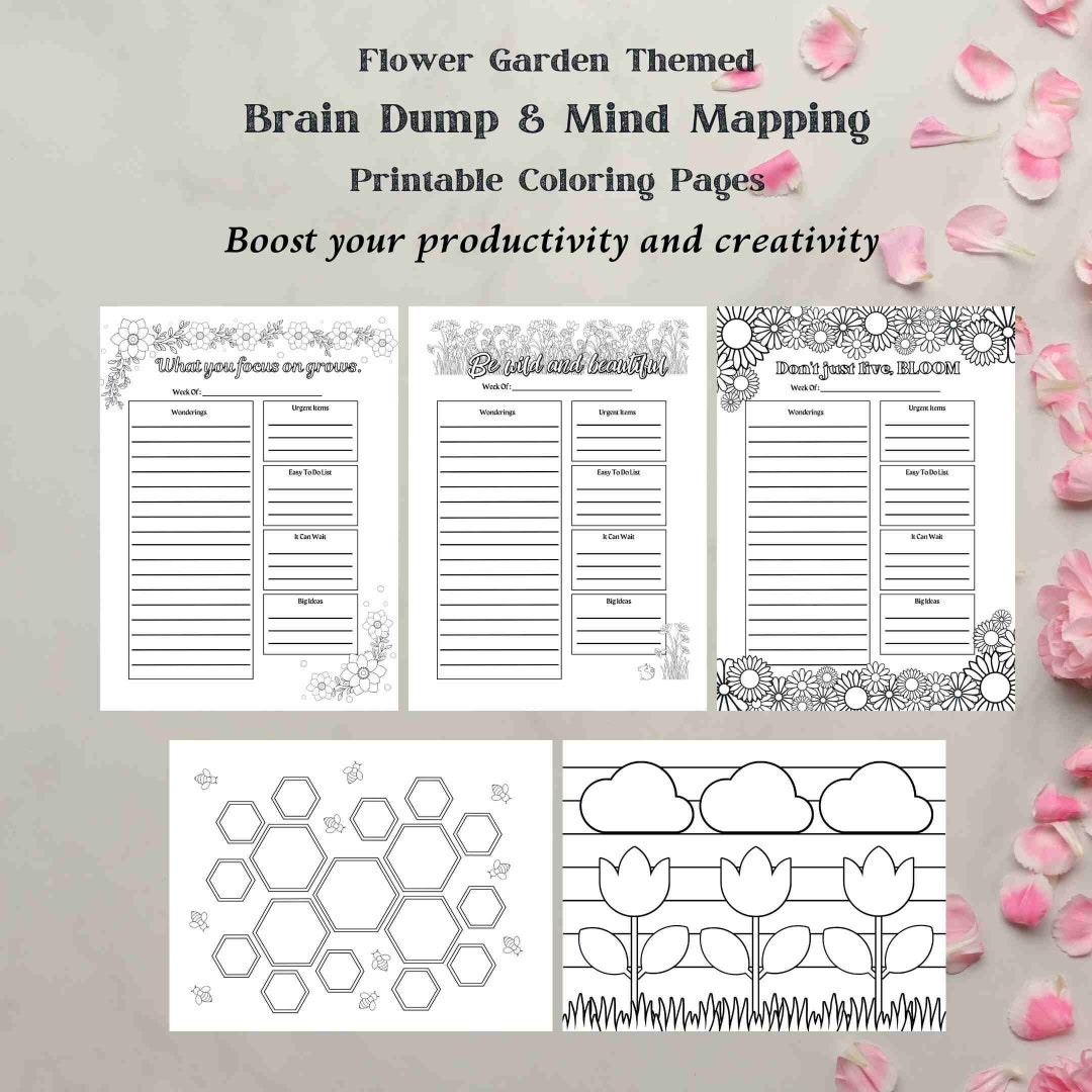 Flower Garden Themed Brain Dump & Mind Mapping Bundle - Etsy