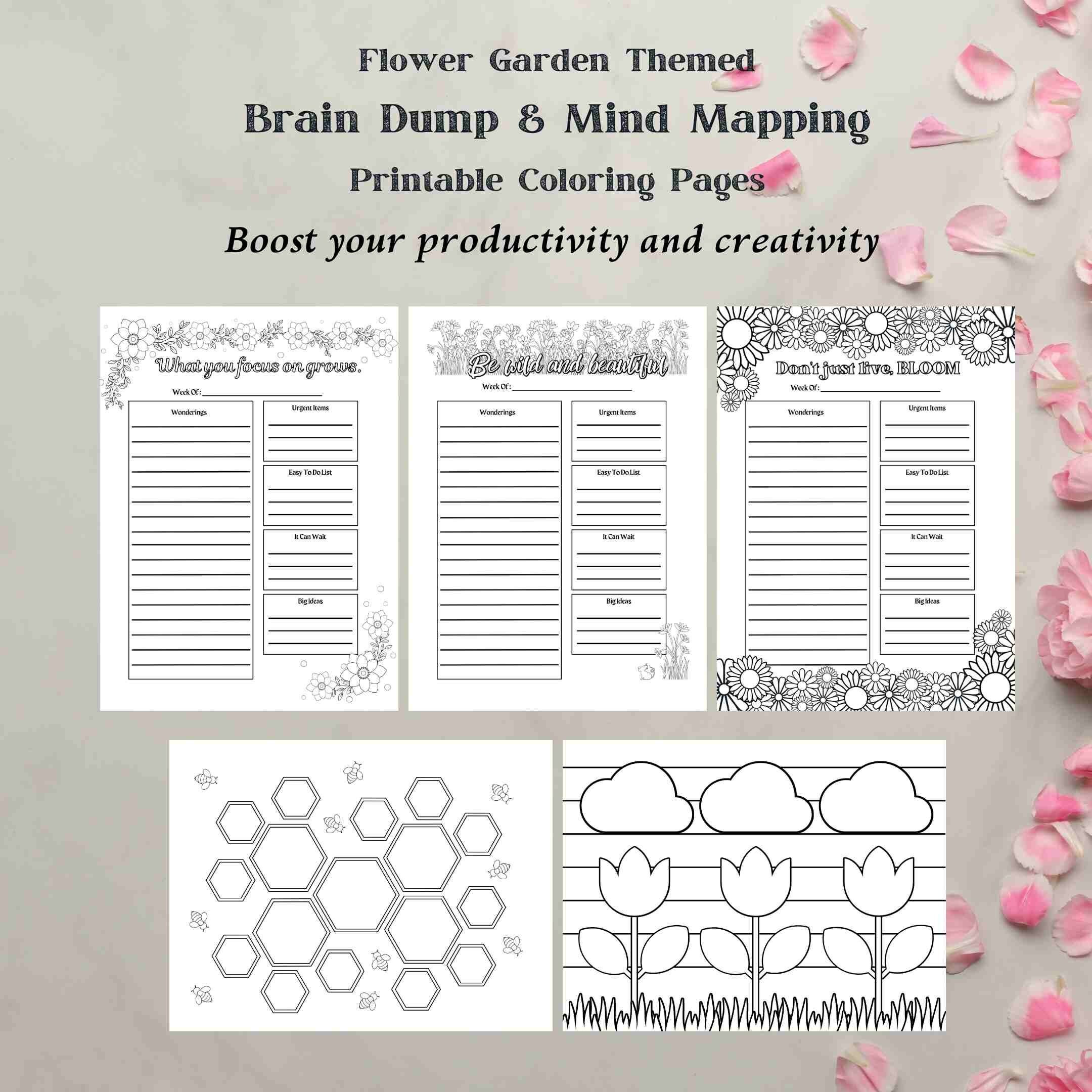 Flower Garden Themed Brain Dump & Mind Mapping Bundle - Etsy