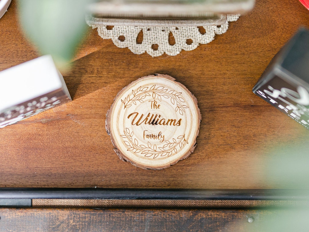 Custom Personal Monogram Laser Engraved Pine Coasters 12 Designs - Etsy