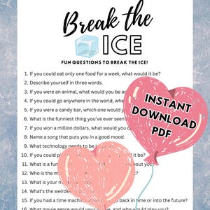 Printable Icebreaker Questions: Party Conversation Starters (digital ...