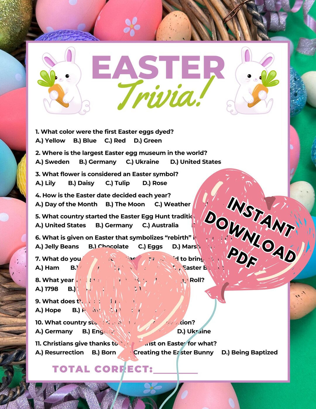 Easter Trivia Game: Printable Party Activity (instant Download) - Etsy