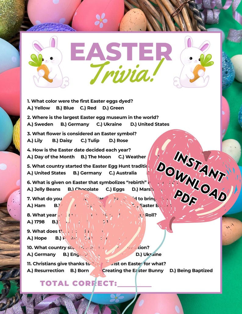 Easter Trivia Game: Printable Party Activity (instant Download) - Etsy