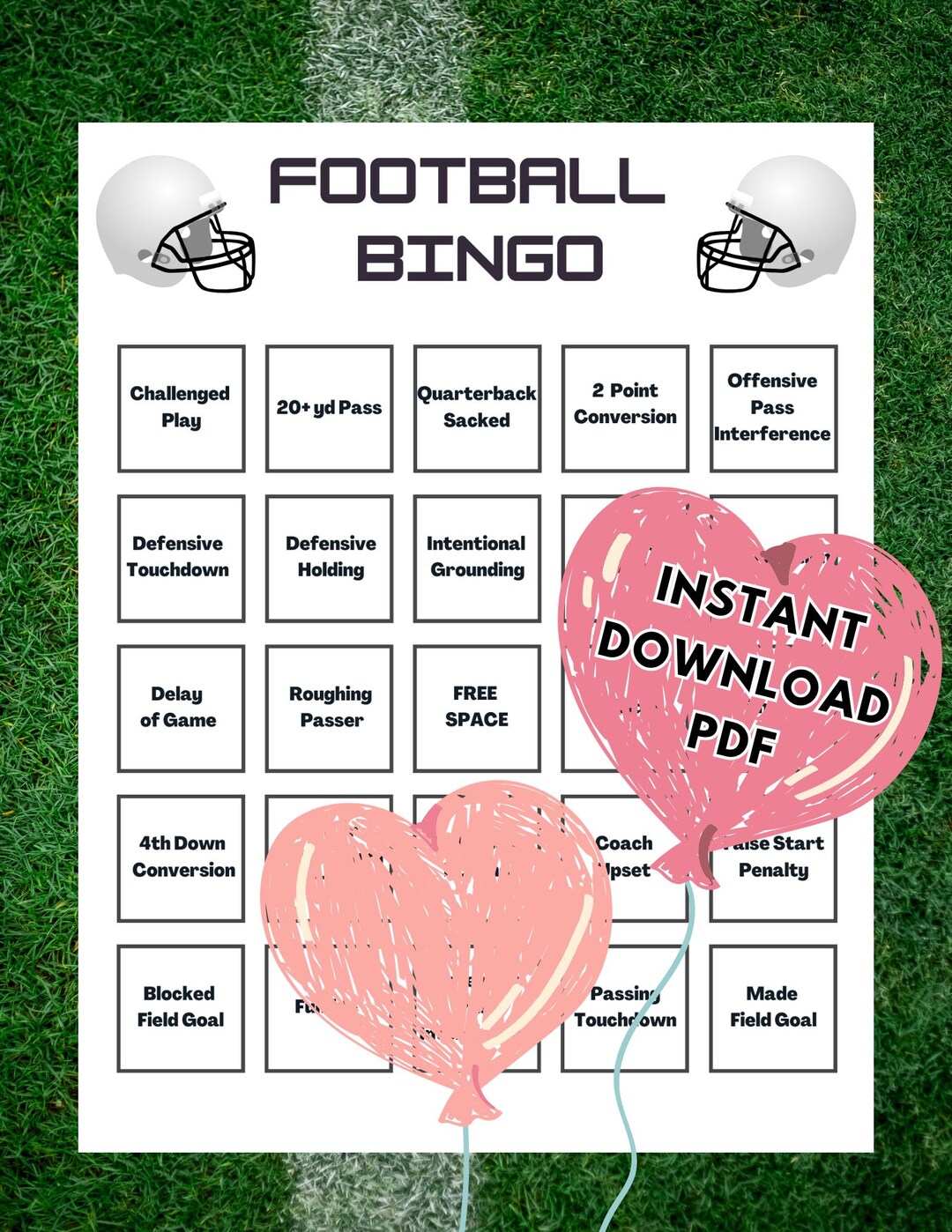 Football Bingo: 20 Printable Cards for Game Day (digital Download) - Etsy