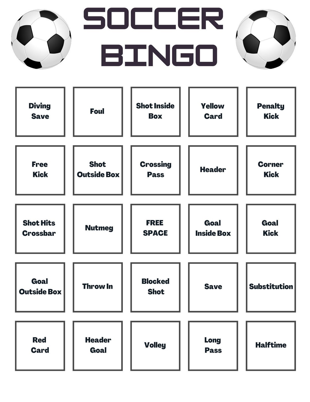 10 Printable Soccer Bingo Cards - Etsy