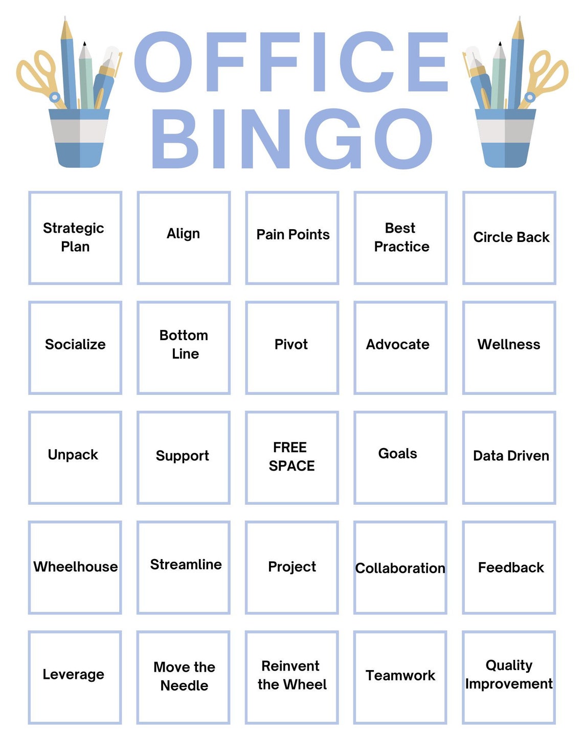 10 Printable Office Bingo Cards | Office Lingo Bingo | Office Party ...