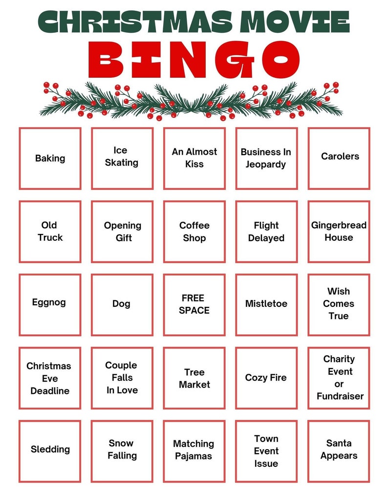 Hallmark Christmas Movie Bingo | Christmas Movie Bingo | Christmas Day ...