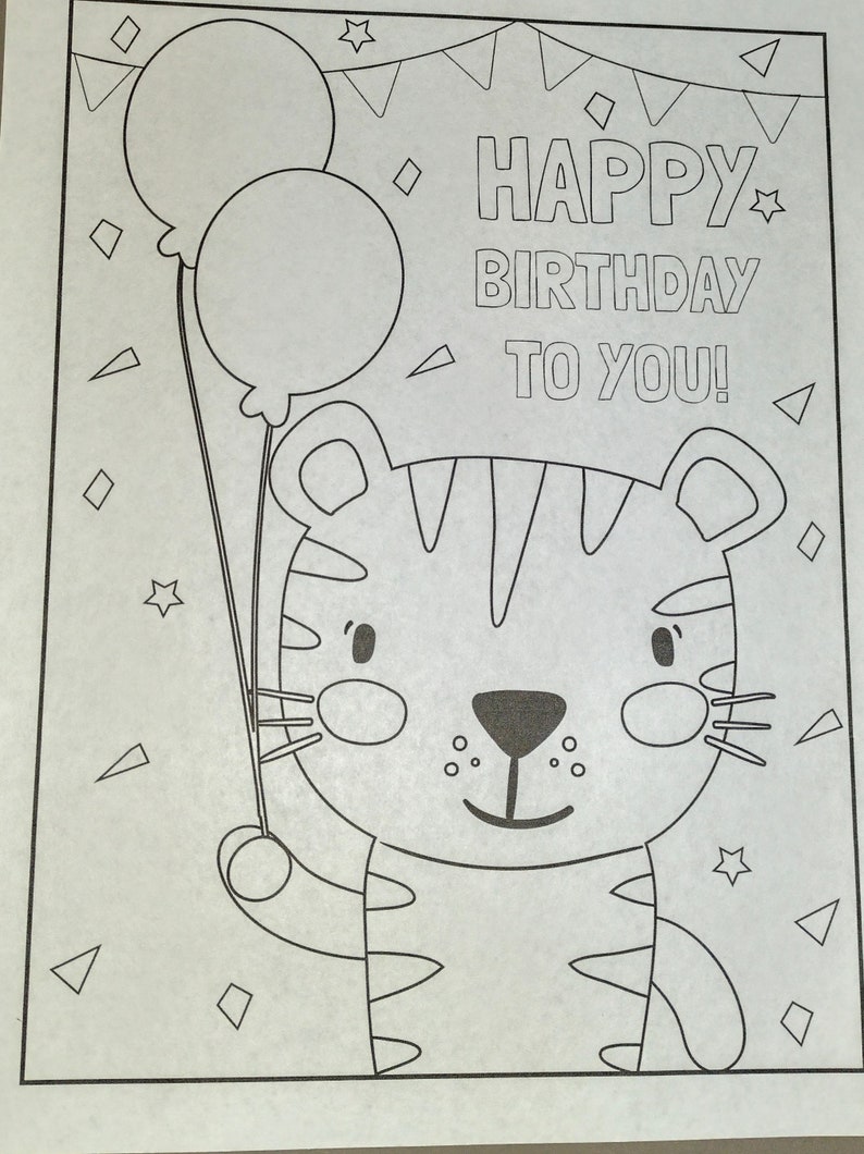 40 Digital Birthday Editable Coloring Pages - Etsy