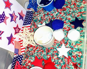 4th of July Patriotic USA Sensory Box Loose Parts Play Tinker - Etsy