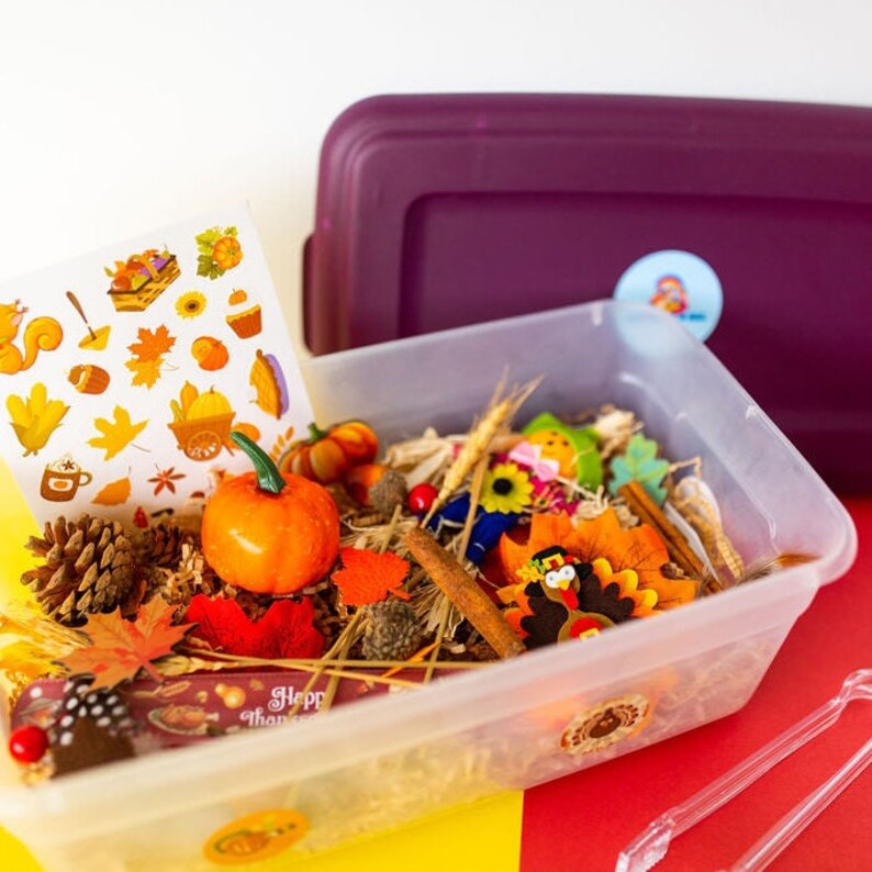 Thanksgiving Themed Shredded Paper Activity Sensory Play Bin for Kids ...