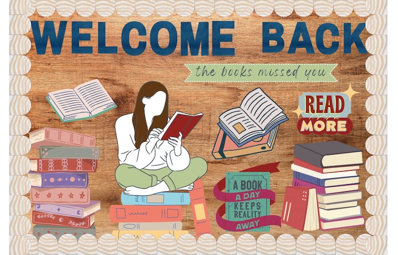 Digital Back-to-school Bulletin Board Kit: Book-themed Delight for ...