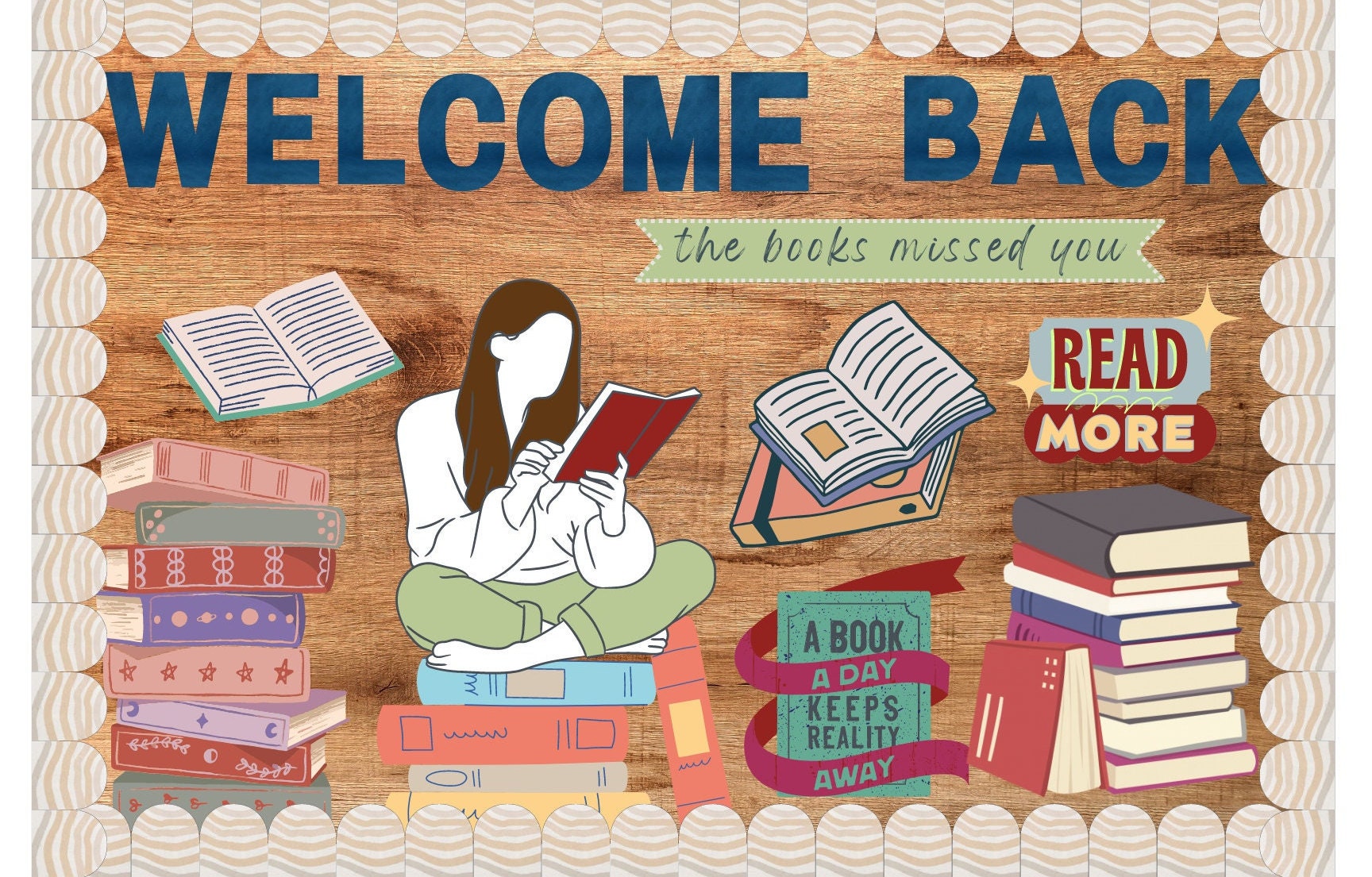 Digital Back-to-school Bulletin Board Kit: Book-themed Delight for ...