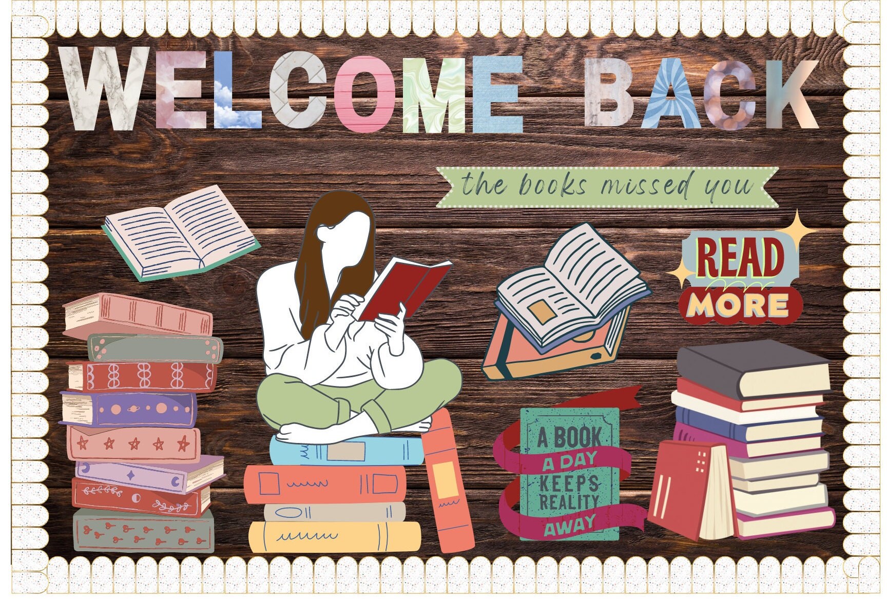 Digital Back-to-school Bulletin Board Kit: Book-themed Delight for ...