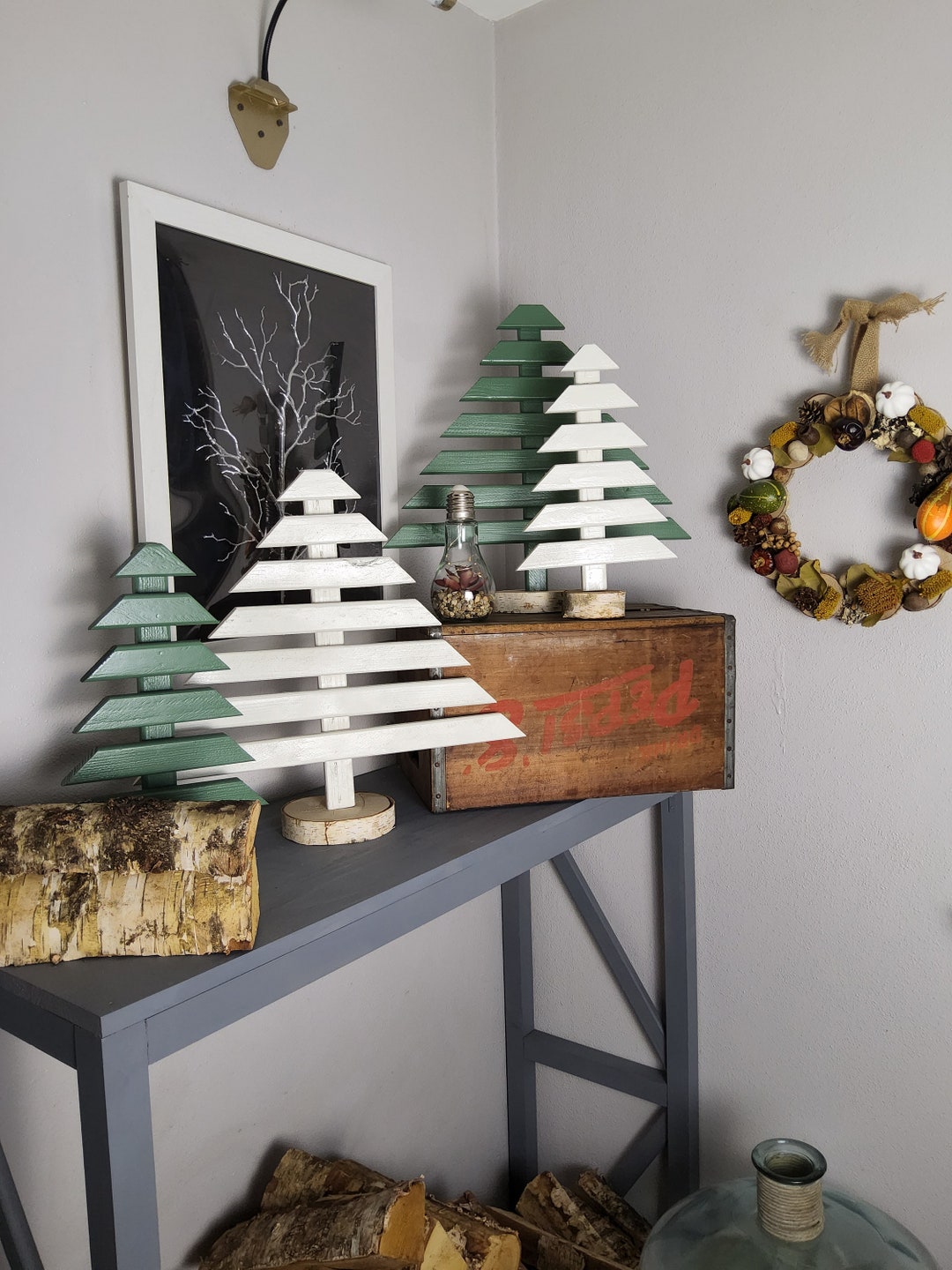 Reclaimed Wood Christmas Trees Modern Rustic Farmhouse Tree Shelf ...