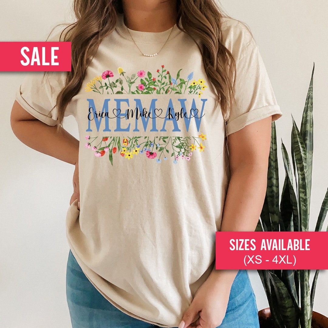 Memaw Shirt Personalized, Memaw Gift, Memaw Shirt With Grandkids Names ...