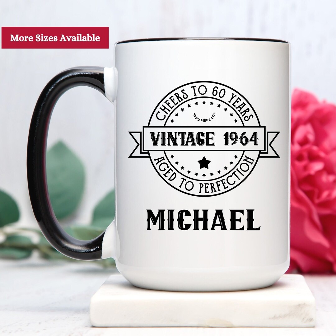 1964 60th Birthday Mug for Men, Cheers to 60 Years Mug, Vintage 1964 ...