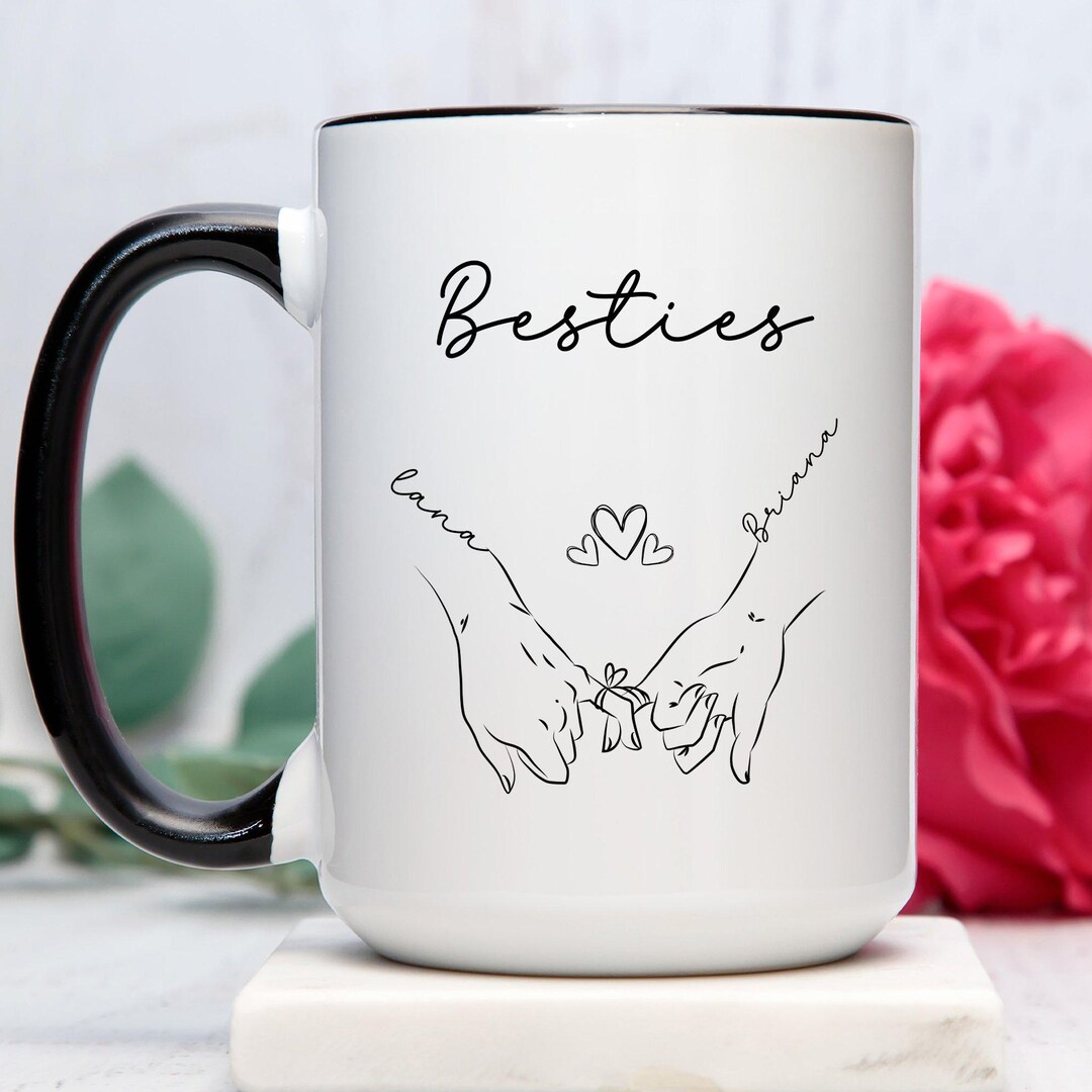 Besties Hands Coffee Mug, Besties Custom Mug, Personalized Bestie Gift ...