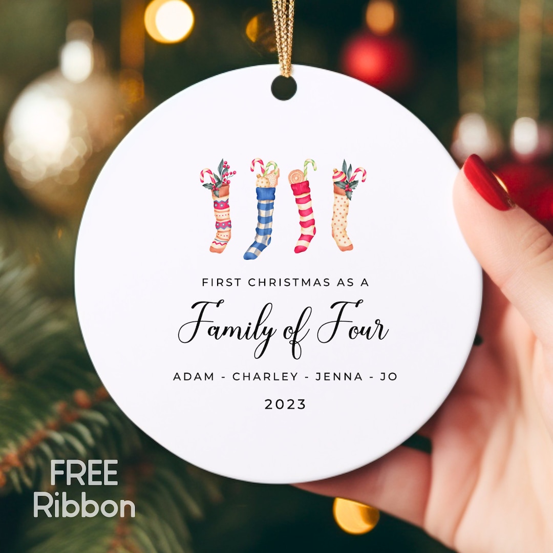First Christmas as A Family of Four Ornament, Personalized First ...