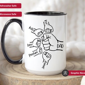 Personalized Dad Coffee Mug, Dad Mug With Kids Names, Fathers Day Gift ...
