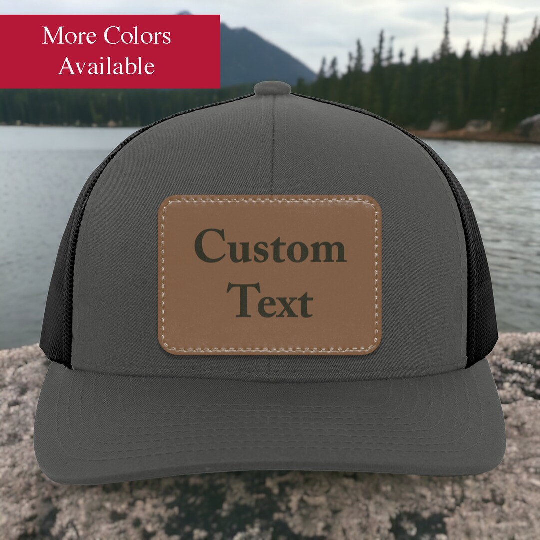 Personalized Text Trucker Hat, Custom Text Leather Patch Hat, Custom ...