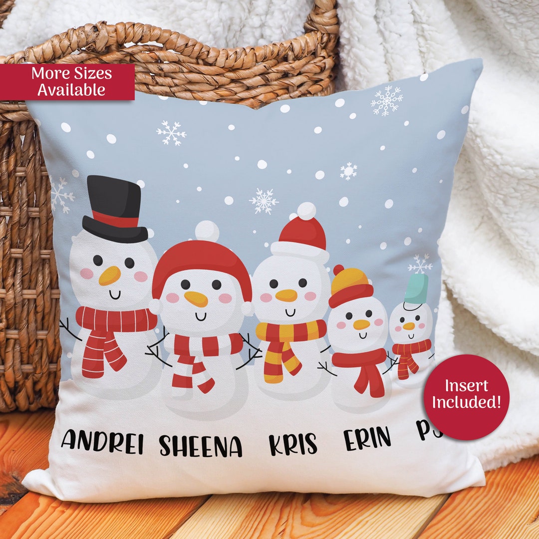 Snowman Family Pillow, Personalized Snowman Pillow, Christmas Family ...