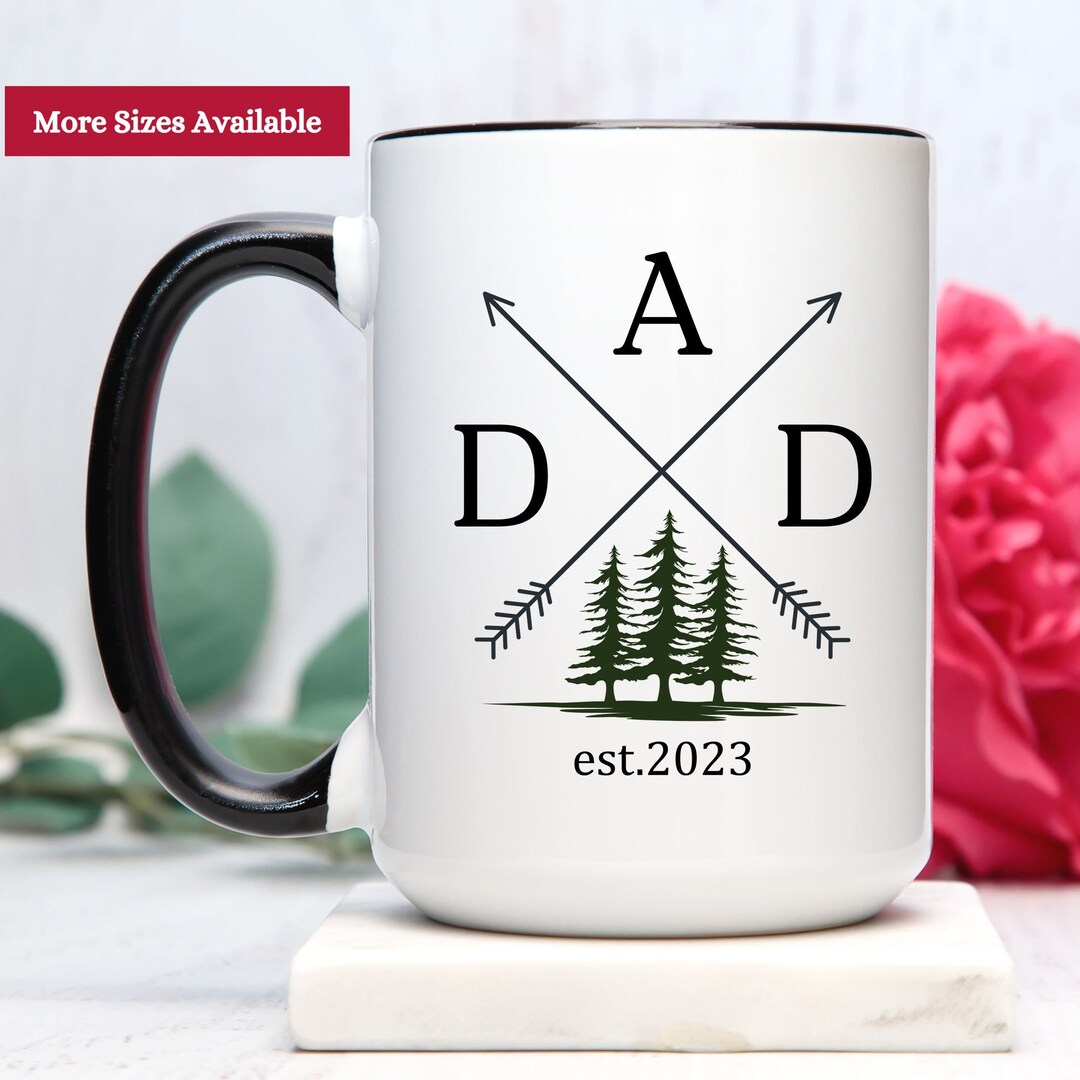 New Dad Mug, Promoted to Dad Cup, New Dad Gift, Personalized Dad Est ...