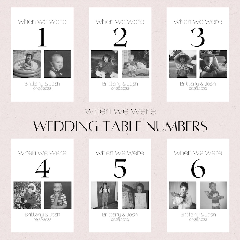 When We Were Minimalist Wedding Table Number Template, Childhood ...