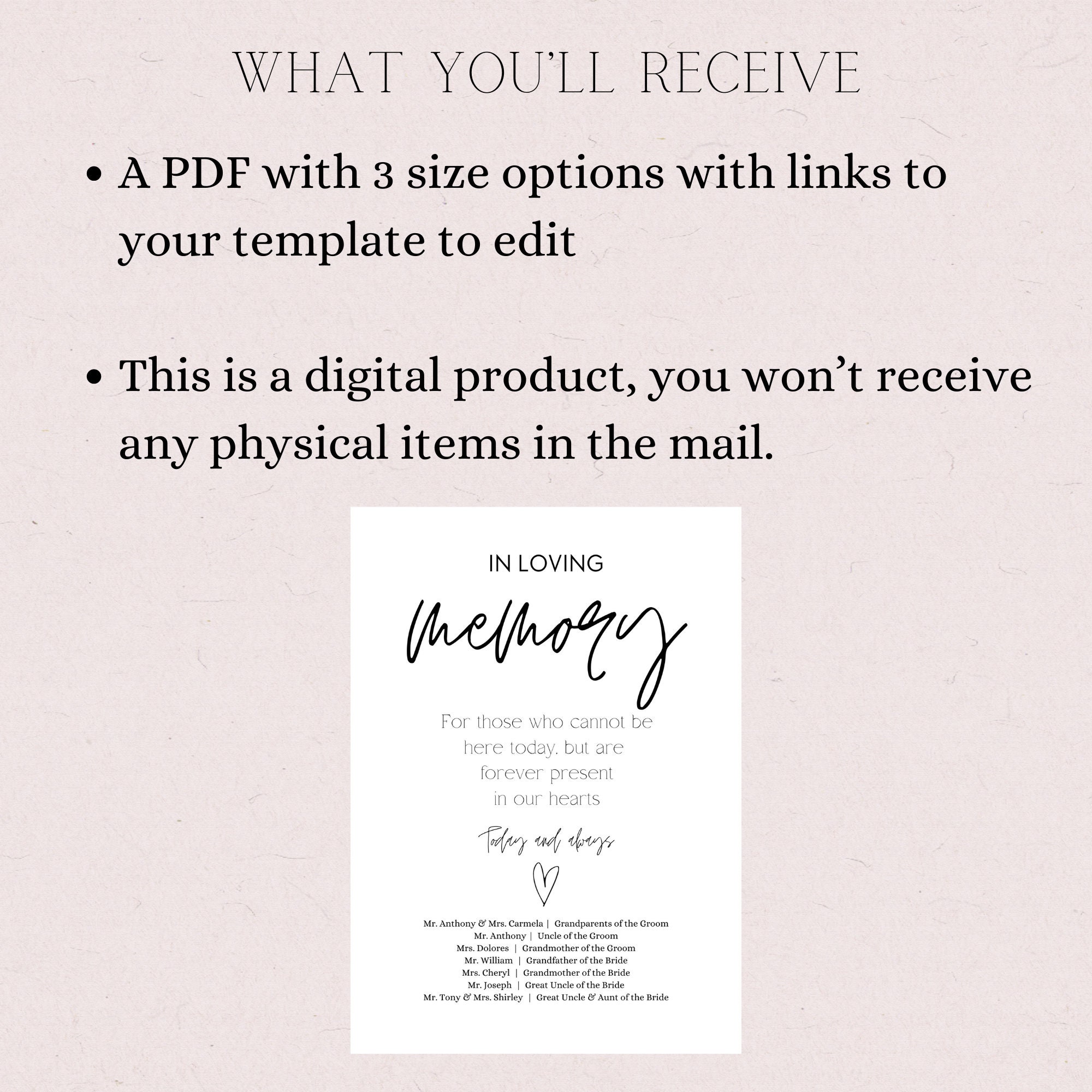 Minimalist Memorial Table Sign Template for Wedding, in Loving Memory ...