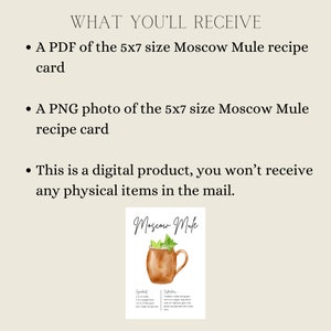 Moscow Mule Recipe Card - Instant Digital Download, PDF & PNG Photo ...