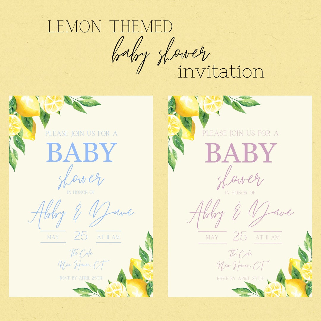 Lemon Themed Baby Shower Invitations Made to Order, Digital Download ...