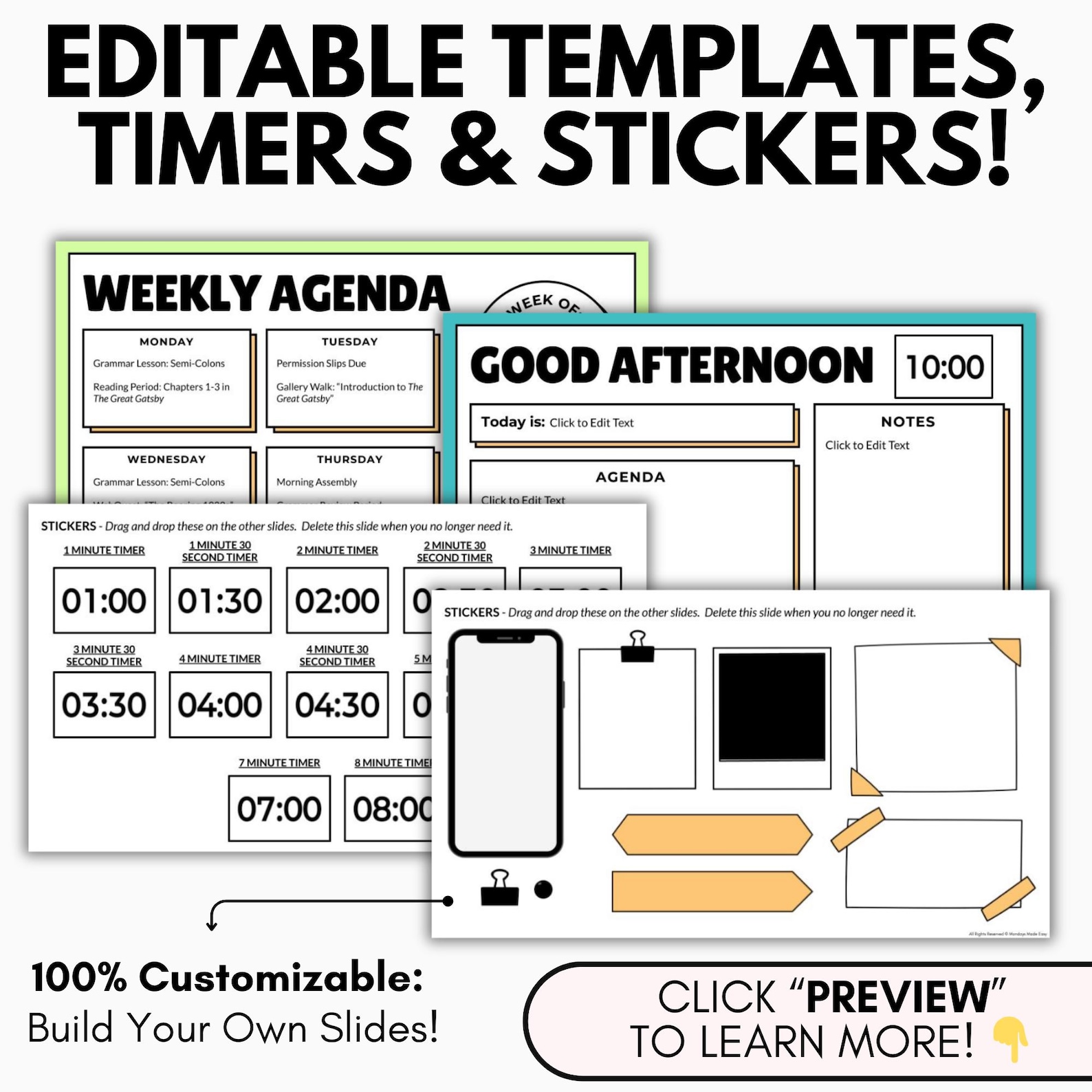Daily Agenda Slides for Teachers – Editable Morning & Afternoon ...