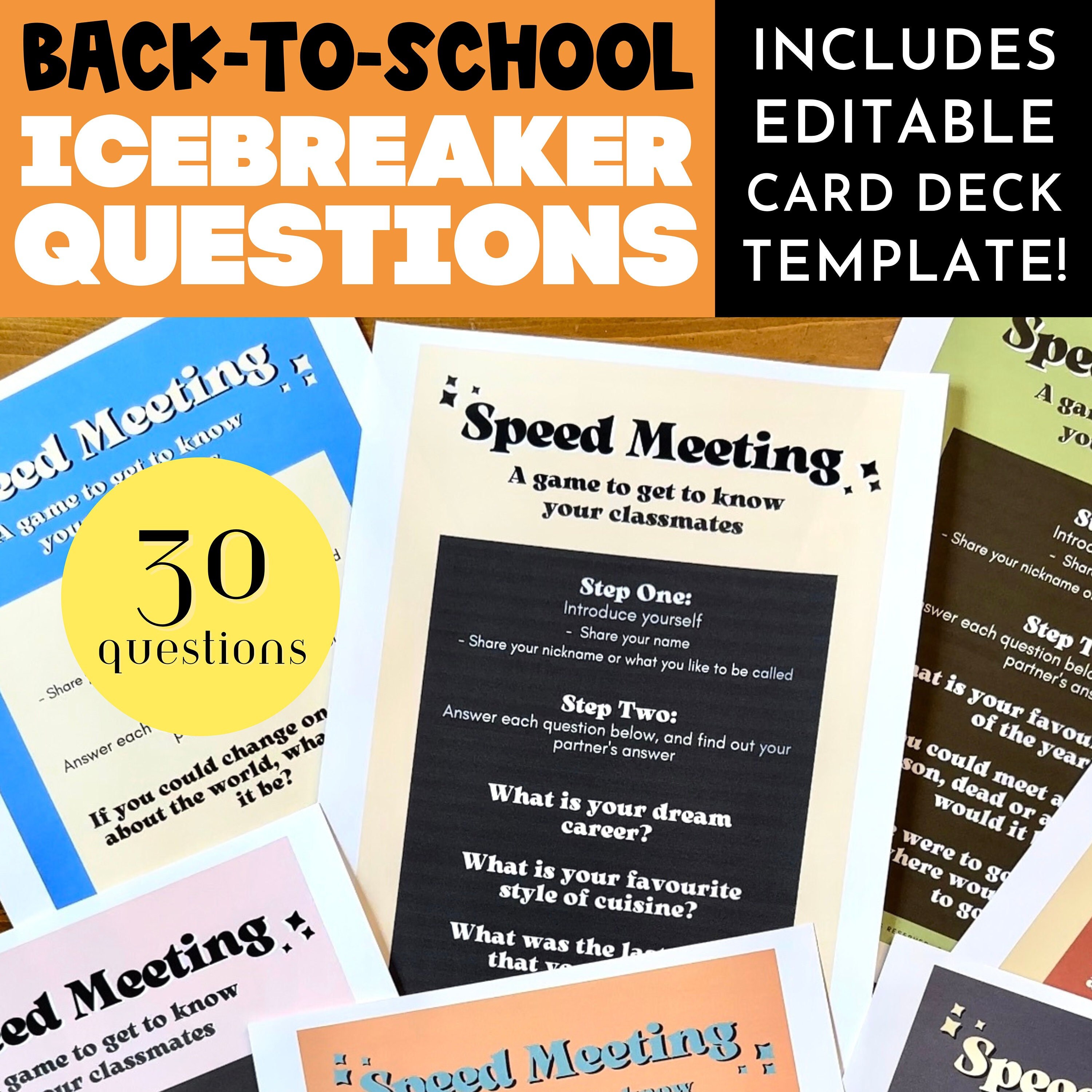 Icebreaker Questions for Students, Back-to-school Ice Breaker Activity ...
