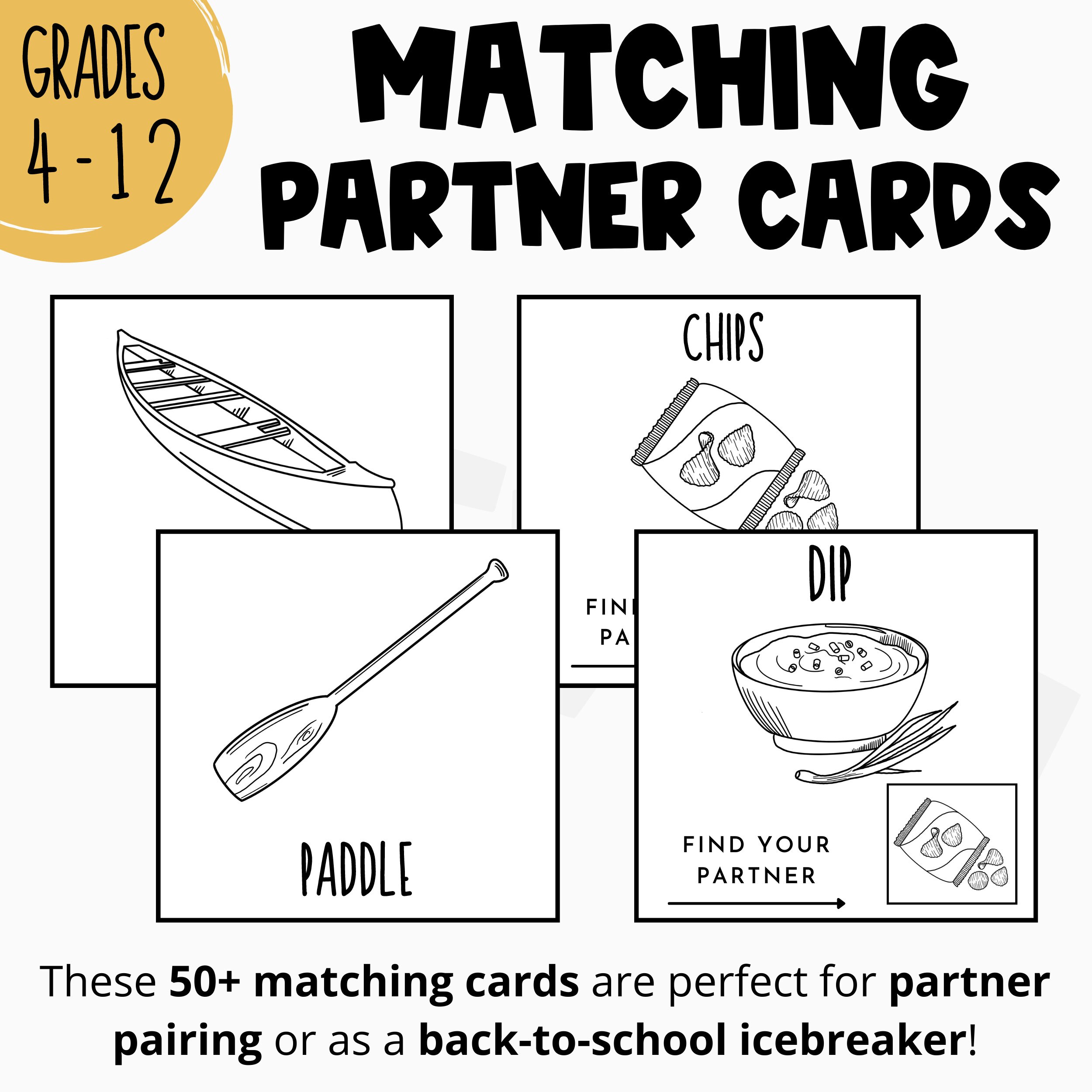 Icebreaker Game, Partner Pairing Cards for Groups, Back to School ...