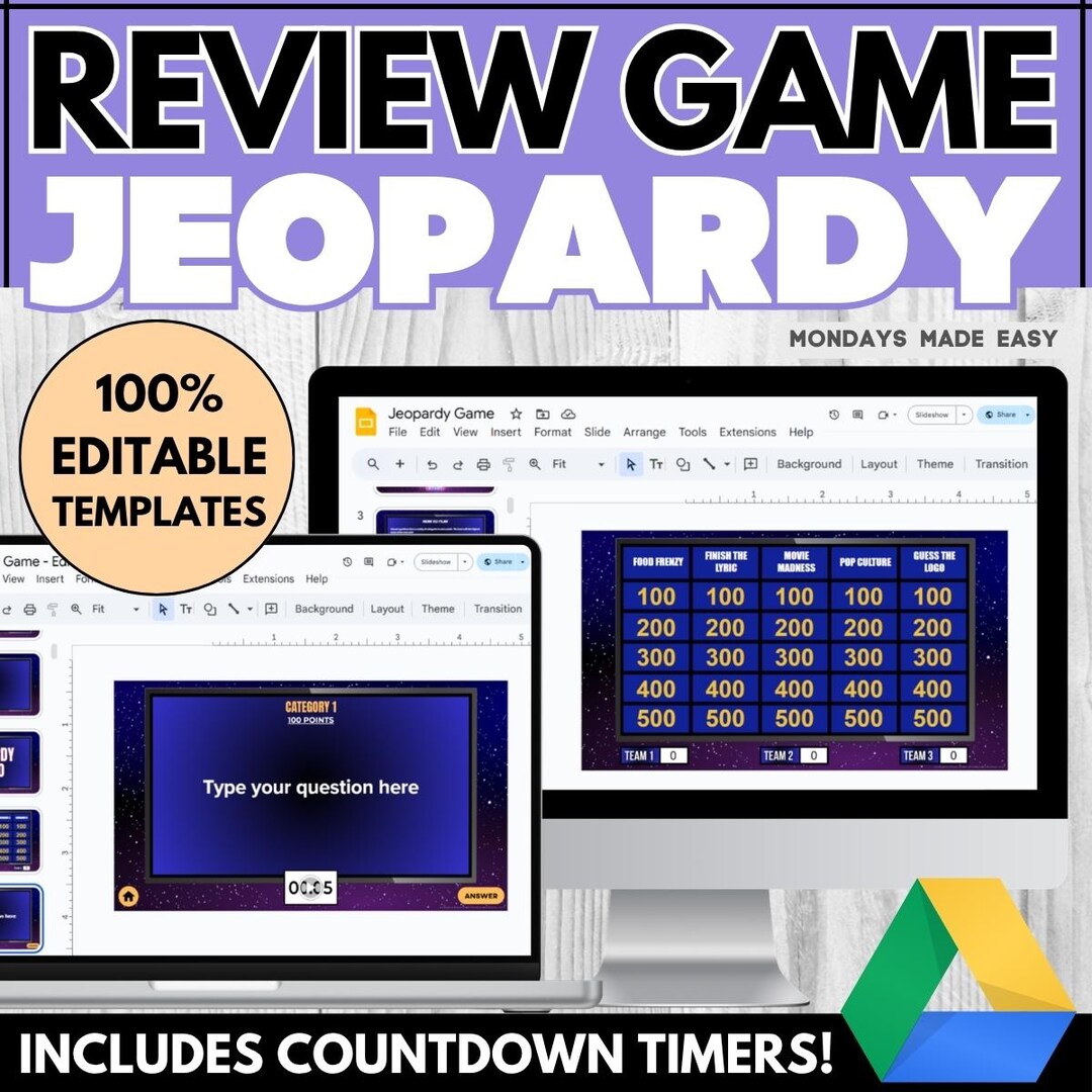 Editable Jeopardy Template and Ready-to-play Game - Google Slides ...